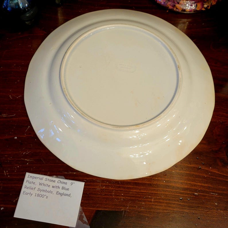 Imperial Stone China Plate, White Ironstone With Blue Symbols - Etsy