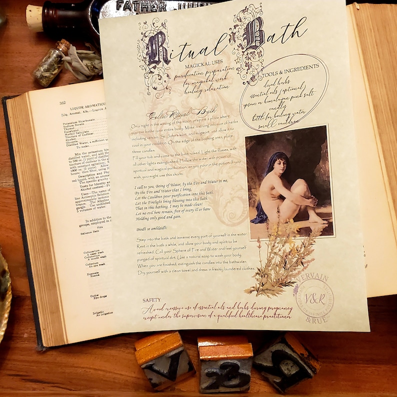 Ritual Bath Printable Grimoire Page - Etsy
