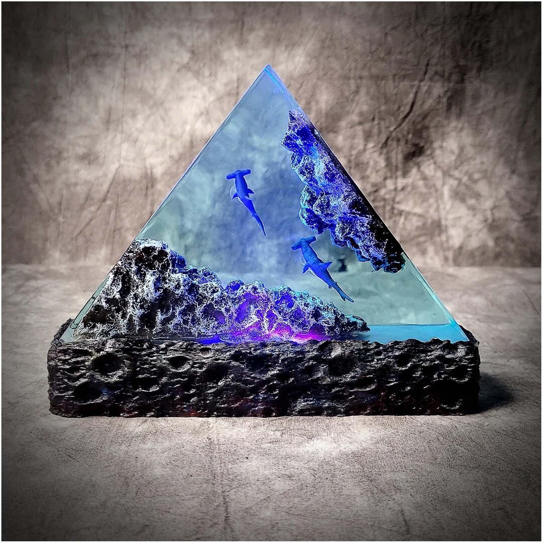 Hummer Sharks Undersea Ocean Diorama Epoxy Resin Lamp, Night Light ...