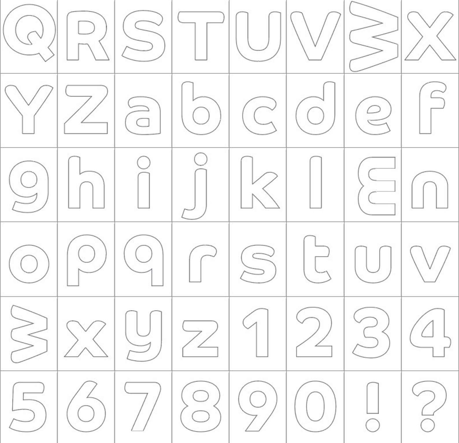 Sans Serif Round Font Printable DIY Paper Letters Outlines | Etsy