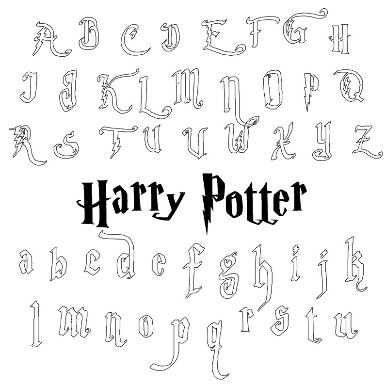 Harry Potter Font Printable DIY Paper Letters Outlines Only | Etsy