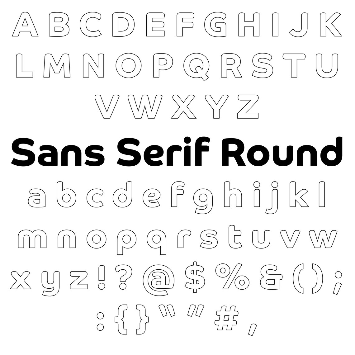 Sans Serif Round Font Printable DIY Paper Letters Outlines | Etsy