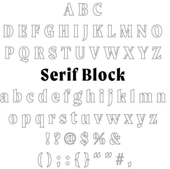 Serif Block Font Printable DIY Paper Letters Outlines Only | Etsy
