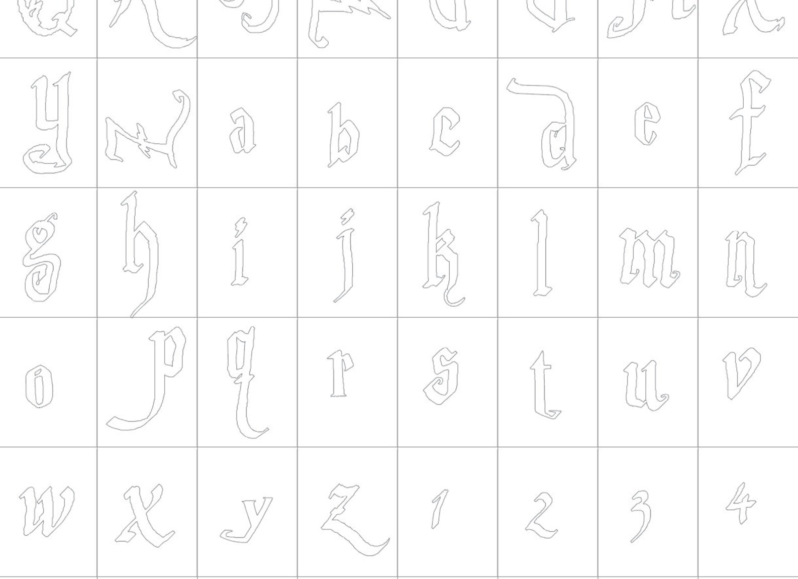 Harry Potter Font Printable DIY Paper Letters Outlines Only | Etsy