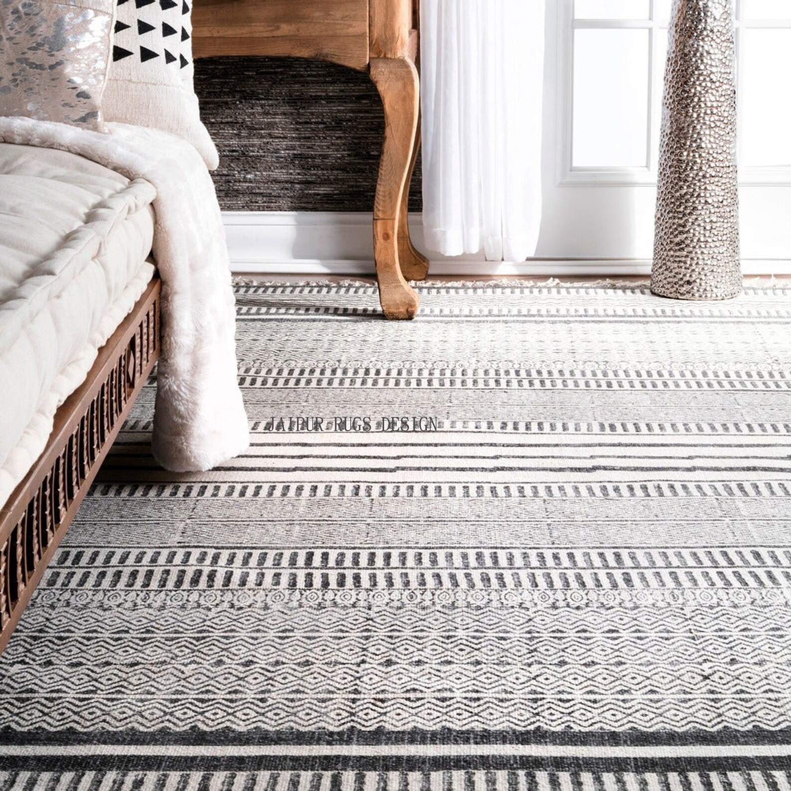 Square Cotton Area Rug Block Printed Rug / Carpet Area Rug - Etsy