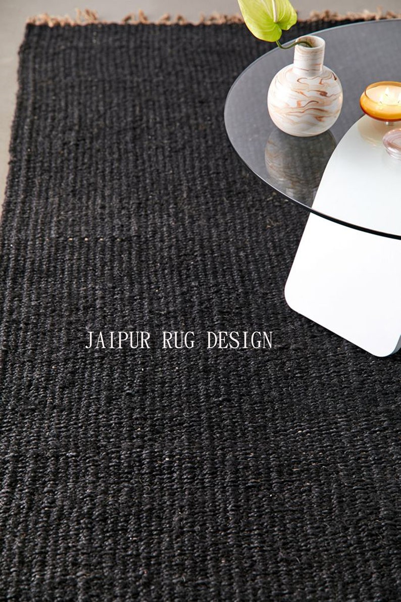 8x10 Feet Jute Braided Black Rug Area Rug Floor Rug - Etsy