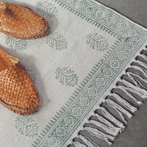 Green Buta Area Rug 3X5 FEET Cotton Rug Block Printed Rug - Etsy