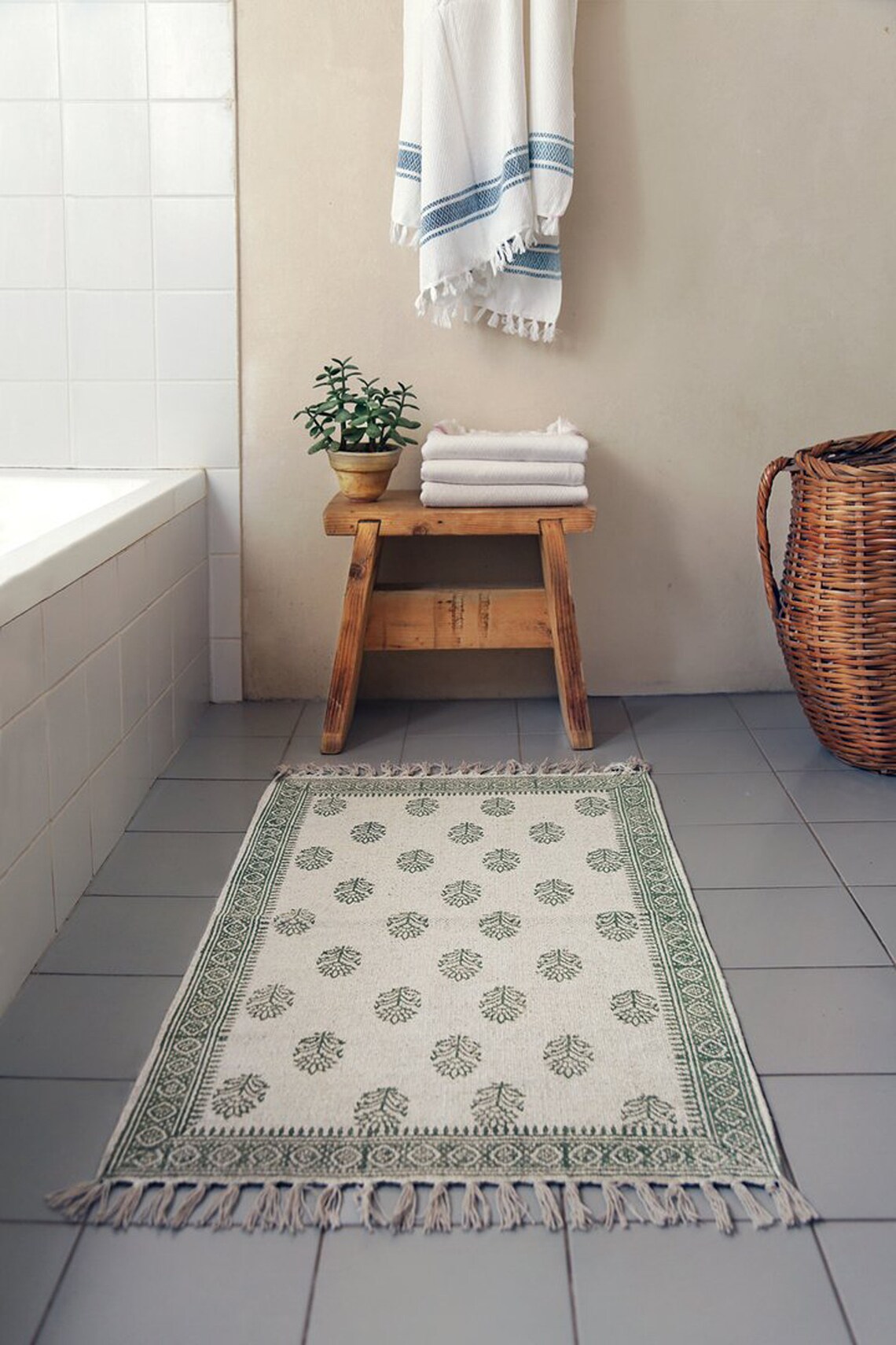 Green Buta Area Rug 3X5 FEET Cotton Rug Block Printed Rug - Etsy