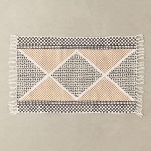 Square Cotton Area Rug, Block Printed Rug / Carpet, Area Rug 4X4 Feet ...