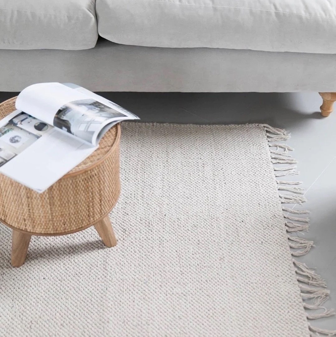 Cotton Rug / Plain White Rug / Carpet, Area Rug 48X72 INCHES / 120X180 ...