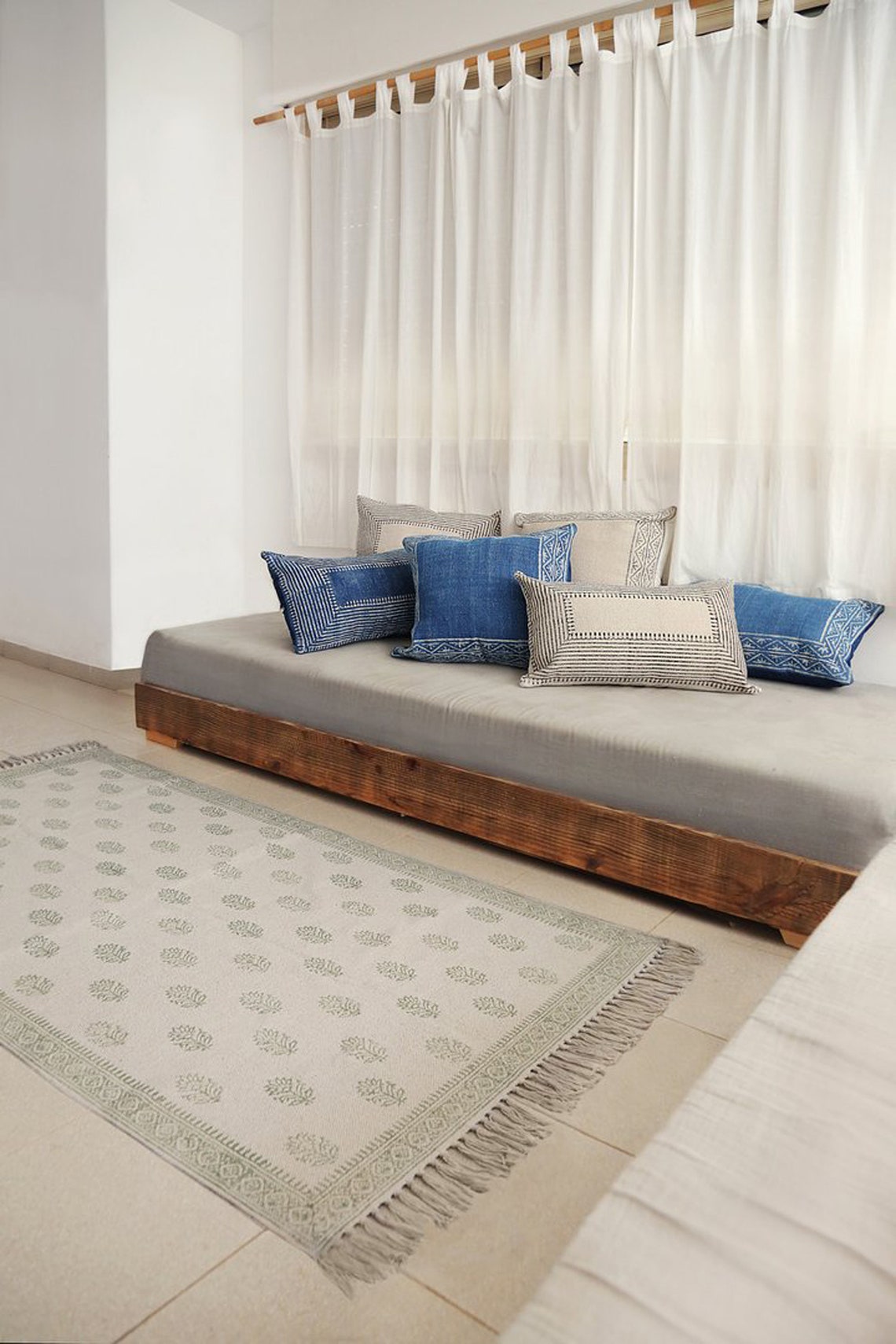 Green Buta Area Rug 3X5 FEET Cotton Rug Block Printed Rug - Etsy