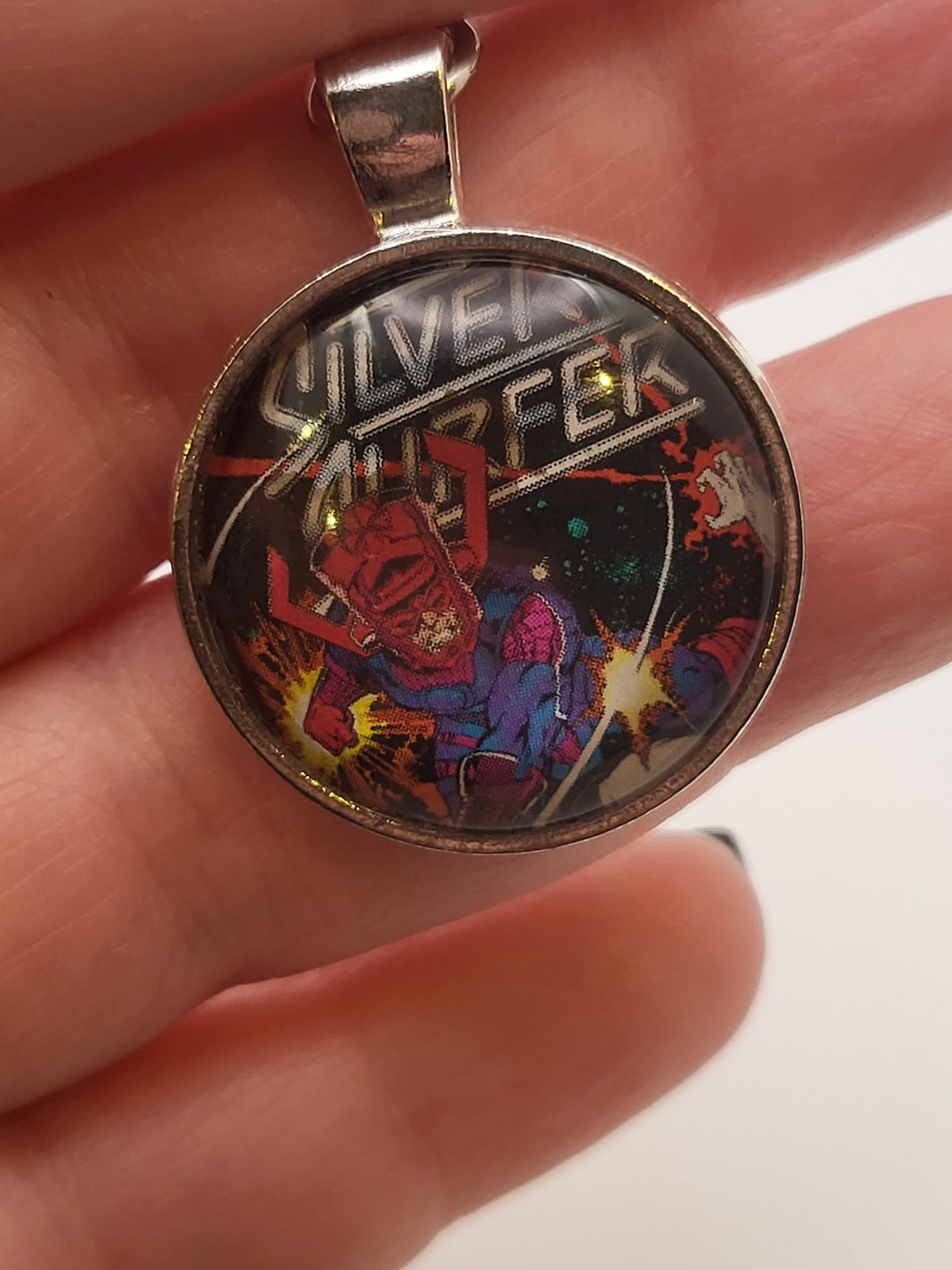 Silver Surfer Keychain Comic Pendant Unique Handmade - Etsy