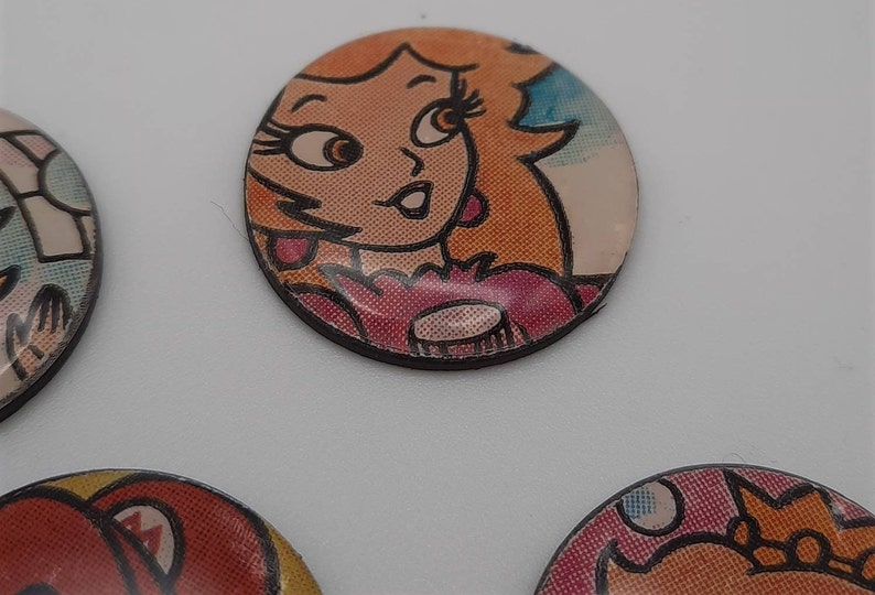 Mario and Princess Peach Comic Magnet Combo Unique Handmade 4 Pack 1 ...
