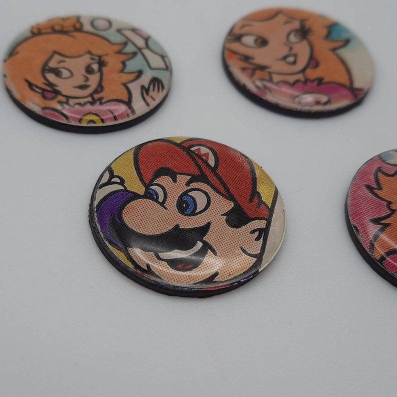 Mario and Princess Peach Comic Magnet Combo Unique Handmade 4 Pack 1 ...