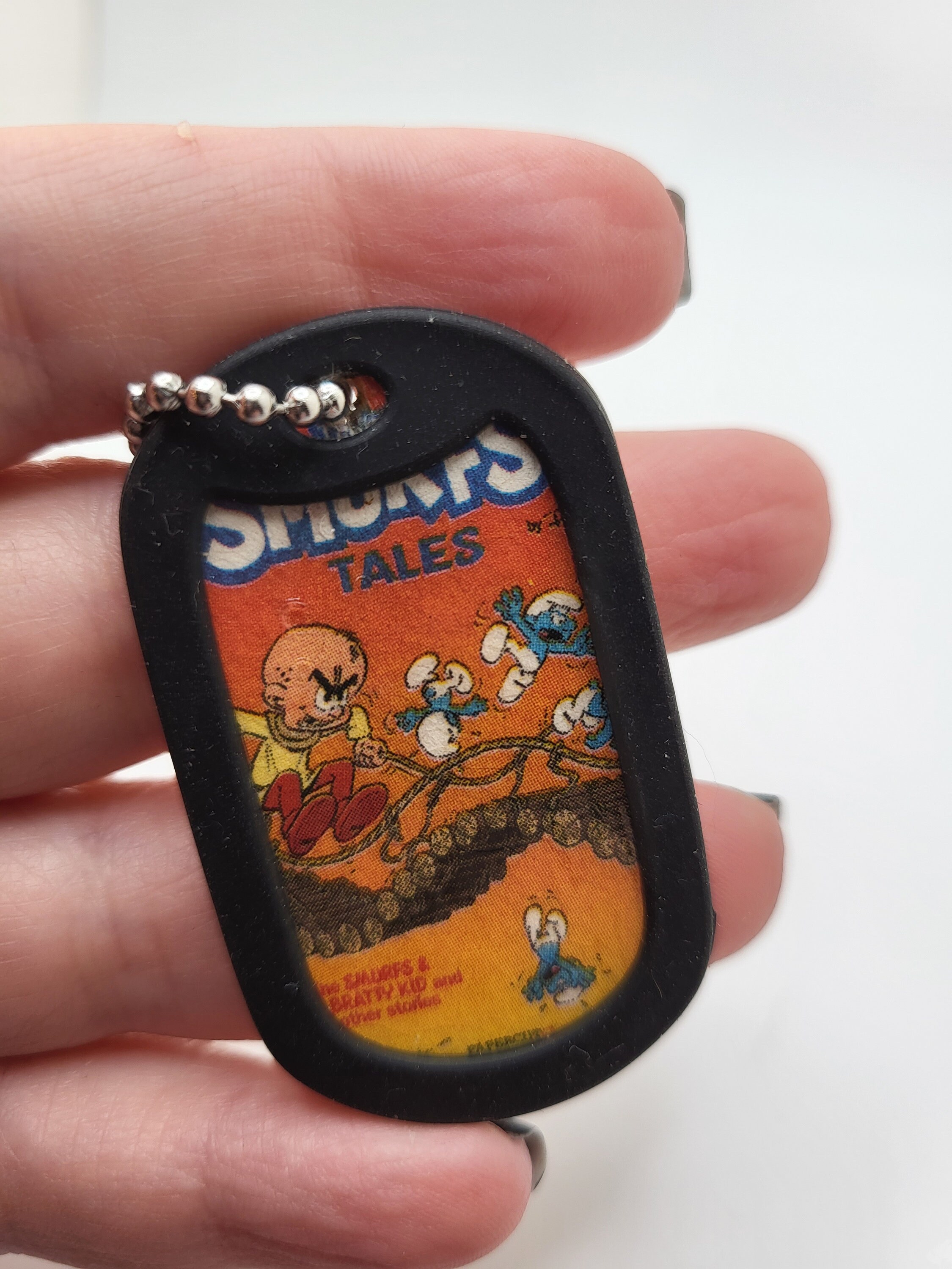 Smurfs Dog Tag Comic Double Sided Unique Handmade - Etsy