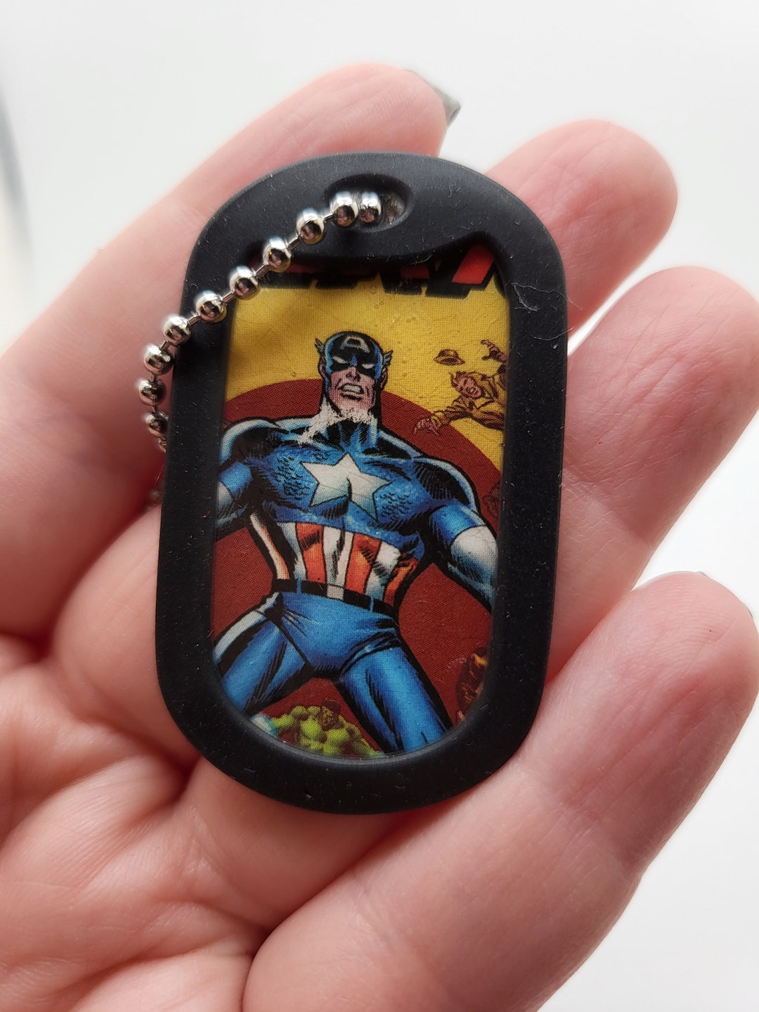 Captain America Dog Tag Comic Double Sided Unique Handmade - Etsy