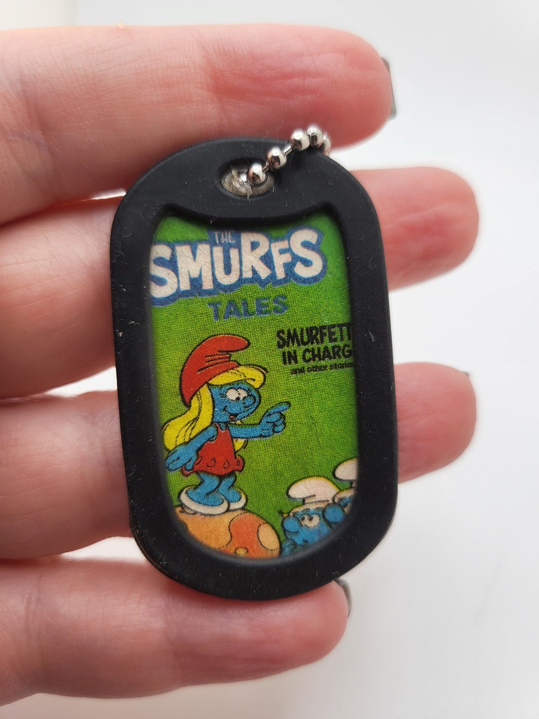 Smurfs Dog Tag Comic Double Sided Unique Handmade - Etsy