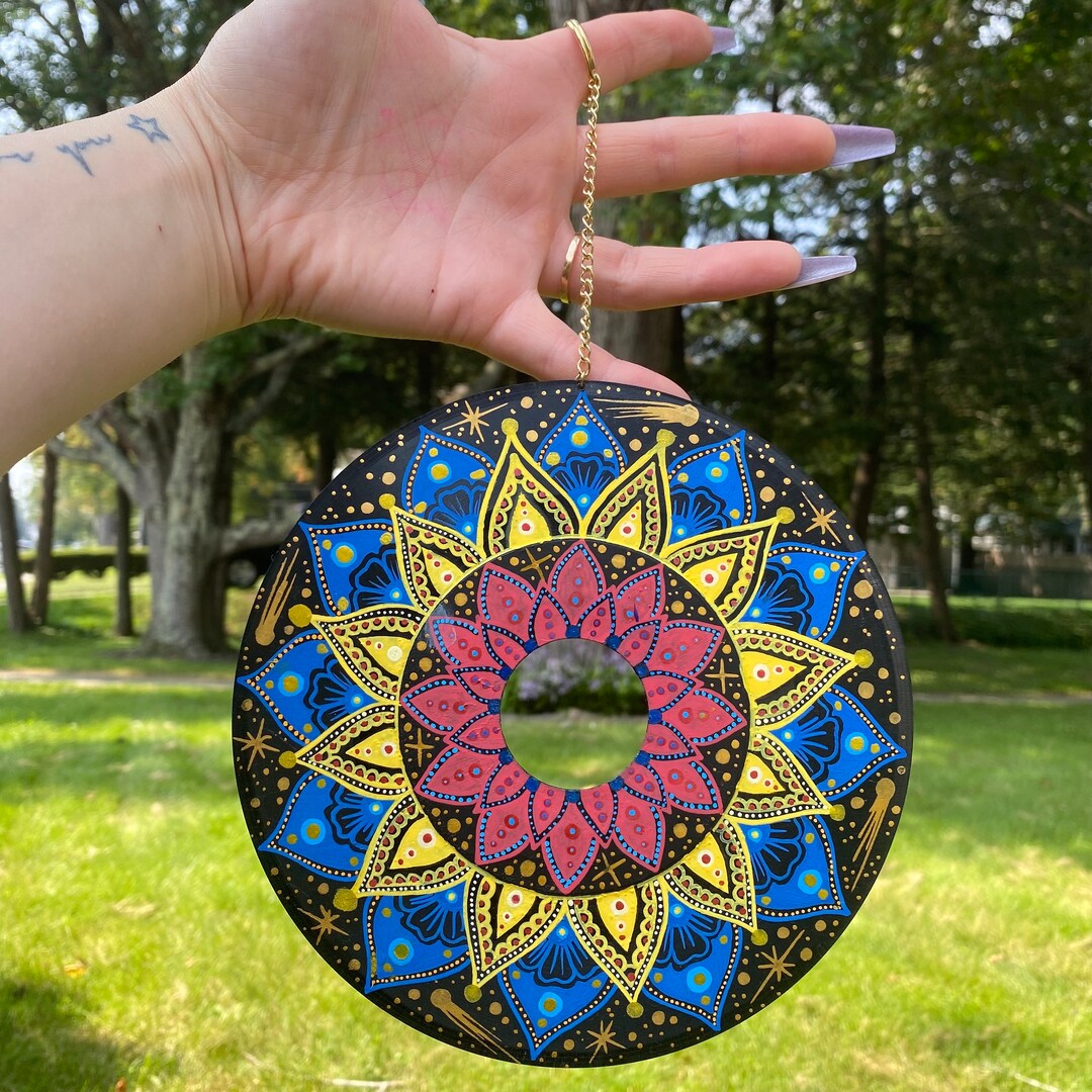 Hand Painted Mandala 45 Vinyl Record Wall Hanging - Etsy