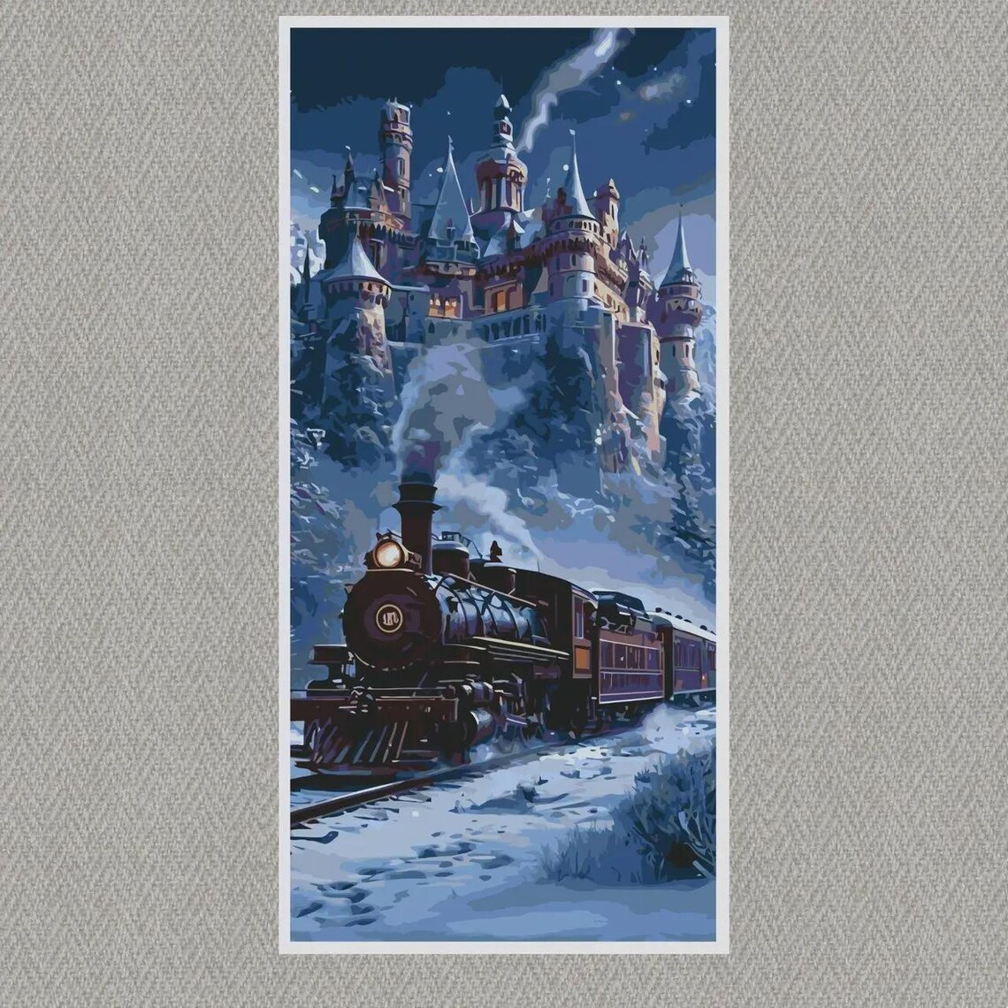 Fairy Tale Castle & Night Train Paint by Number Kit – Large Canvas - Etsy