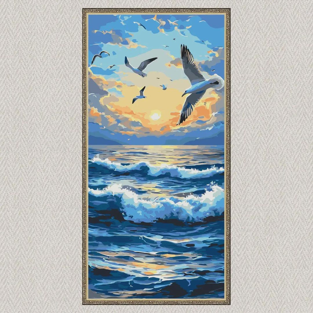 Extra Large Ocean Waves Paint by Number Kit for Adult With Frame ...