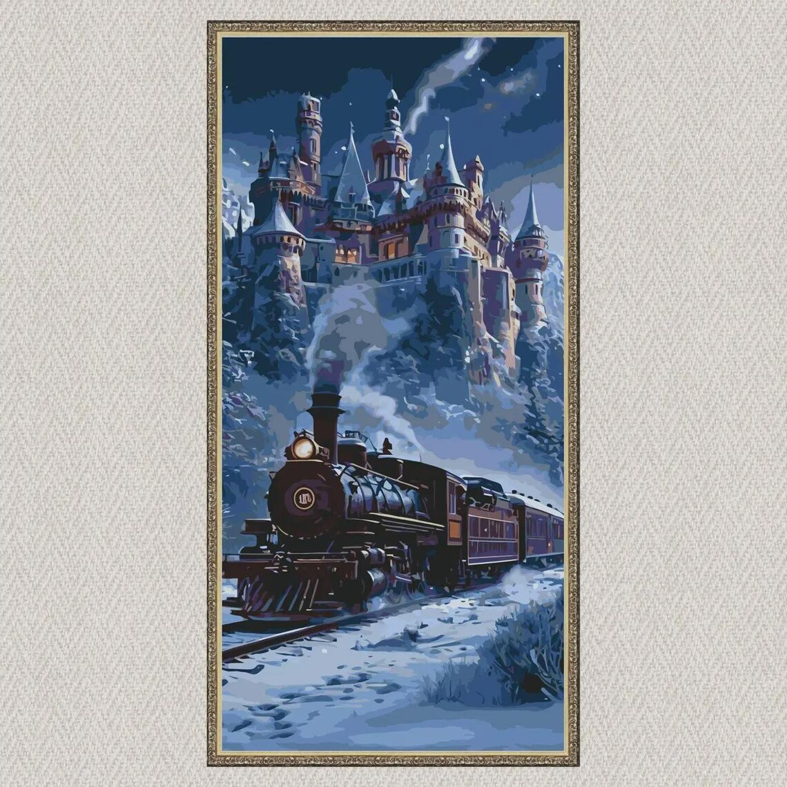Fairy Tale Castle & Night Train Paint by Number Kit – Large Canvas - Etsy