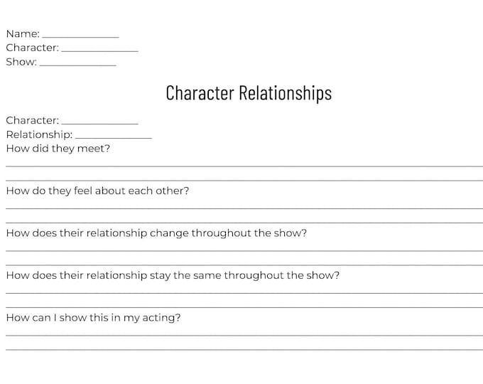 Character Arc - Printable Resource Acting Theater Writing English Class ...