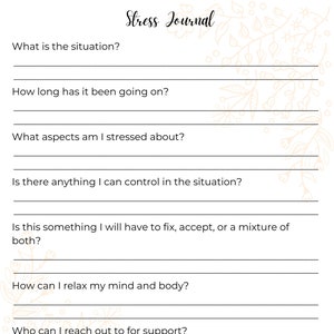 Stress Journal as Needed Printable Journal Page for Introspection ...