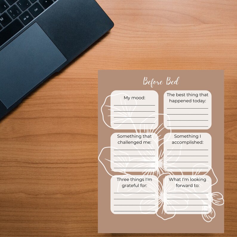 Before Bed - Printable Journal Page Evening Night Bedtime for ...