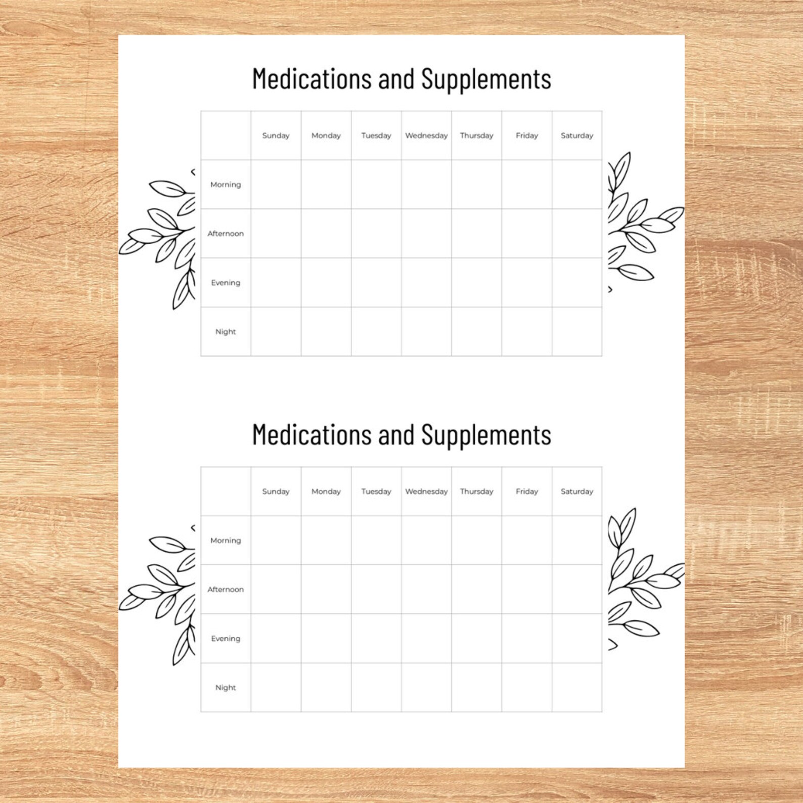 Medications and Supplements Chart - Set of 2 Printable Organizers for ...