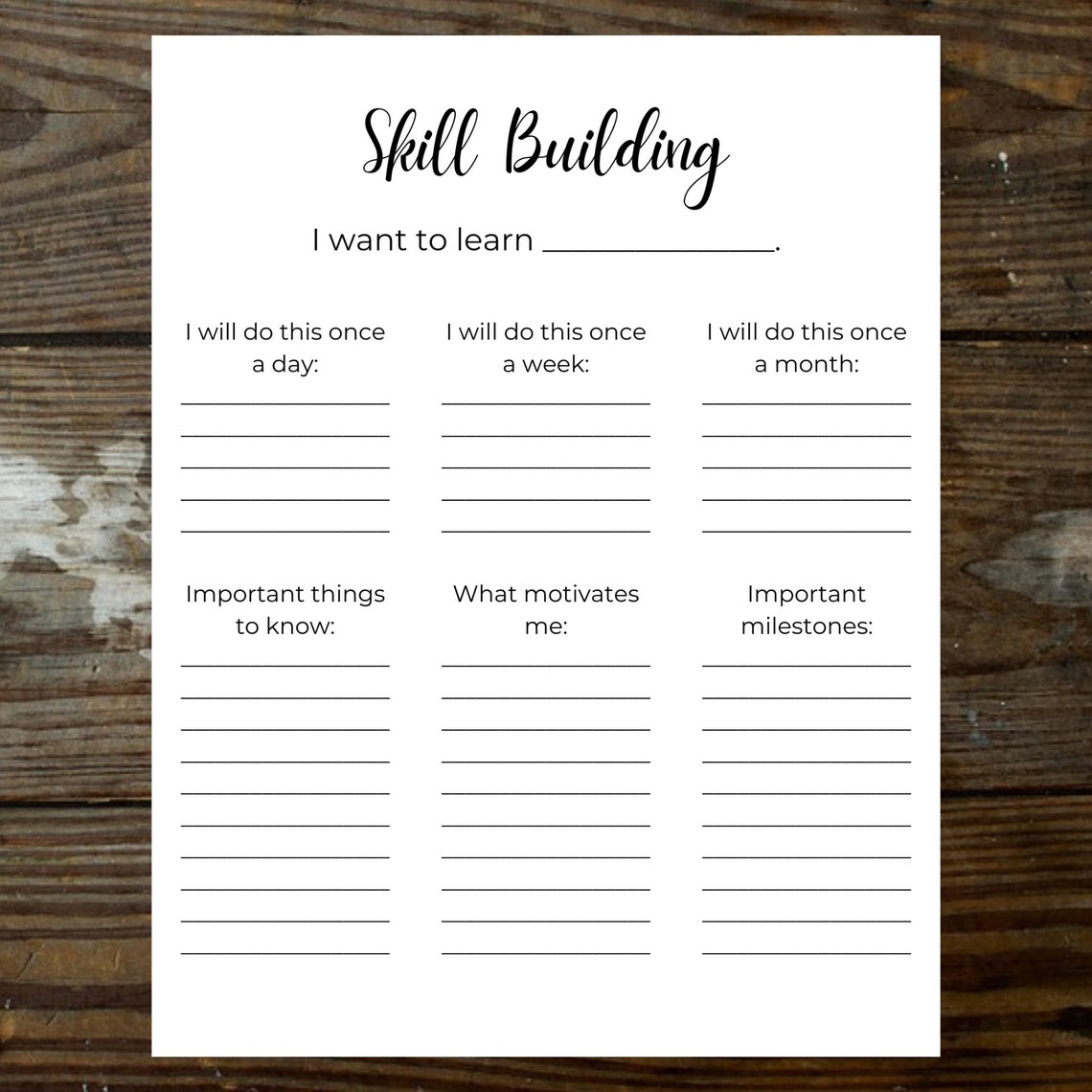 Skill Building Printable Motivational Journaling Page for Hobby School ...