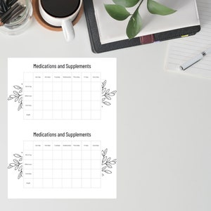 Medications and Supplements Chart - Set of 2 Printable Organizers for ...