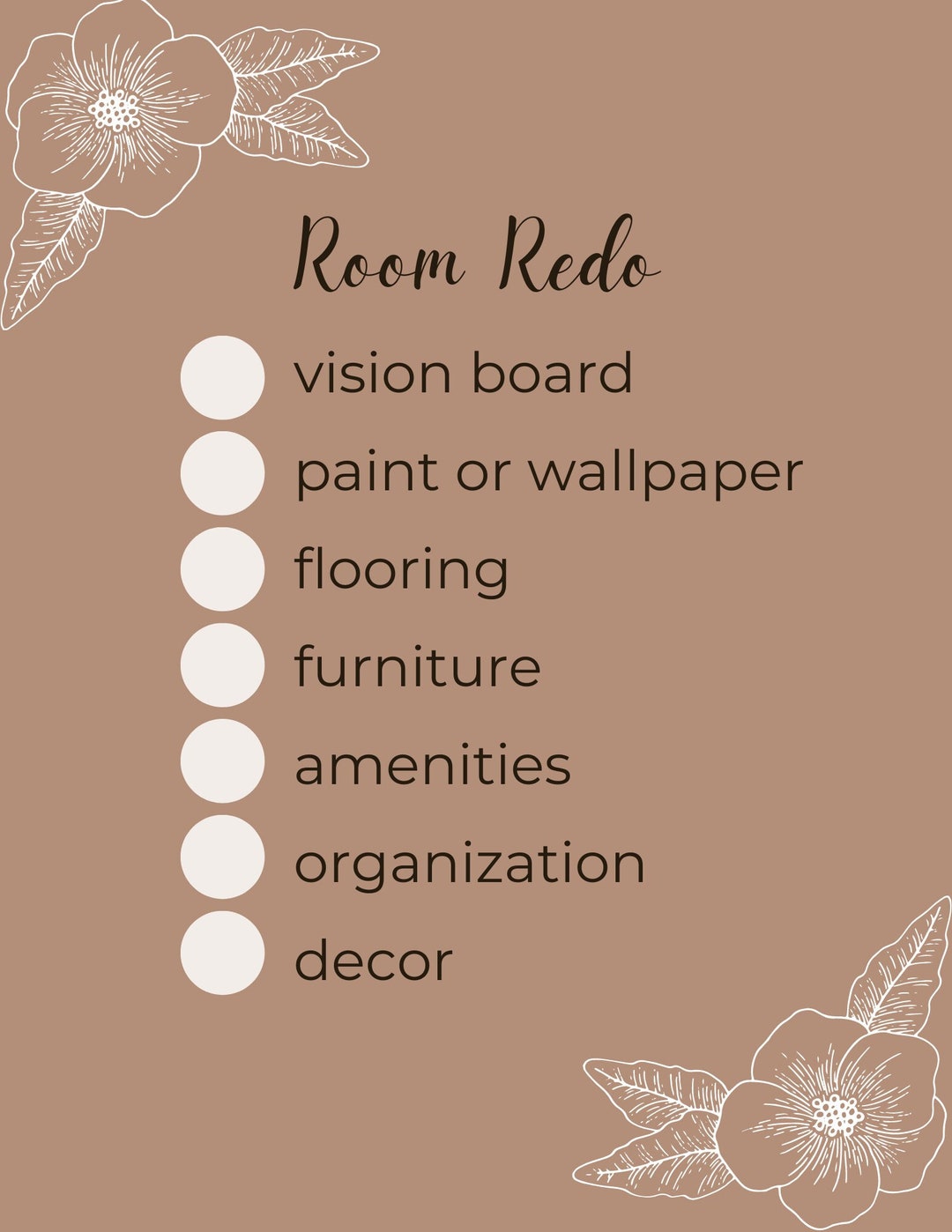 Room Redo Checklist Printable Redecorating Bedroom Checklist - Etsy