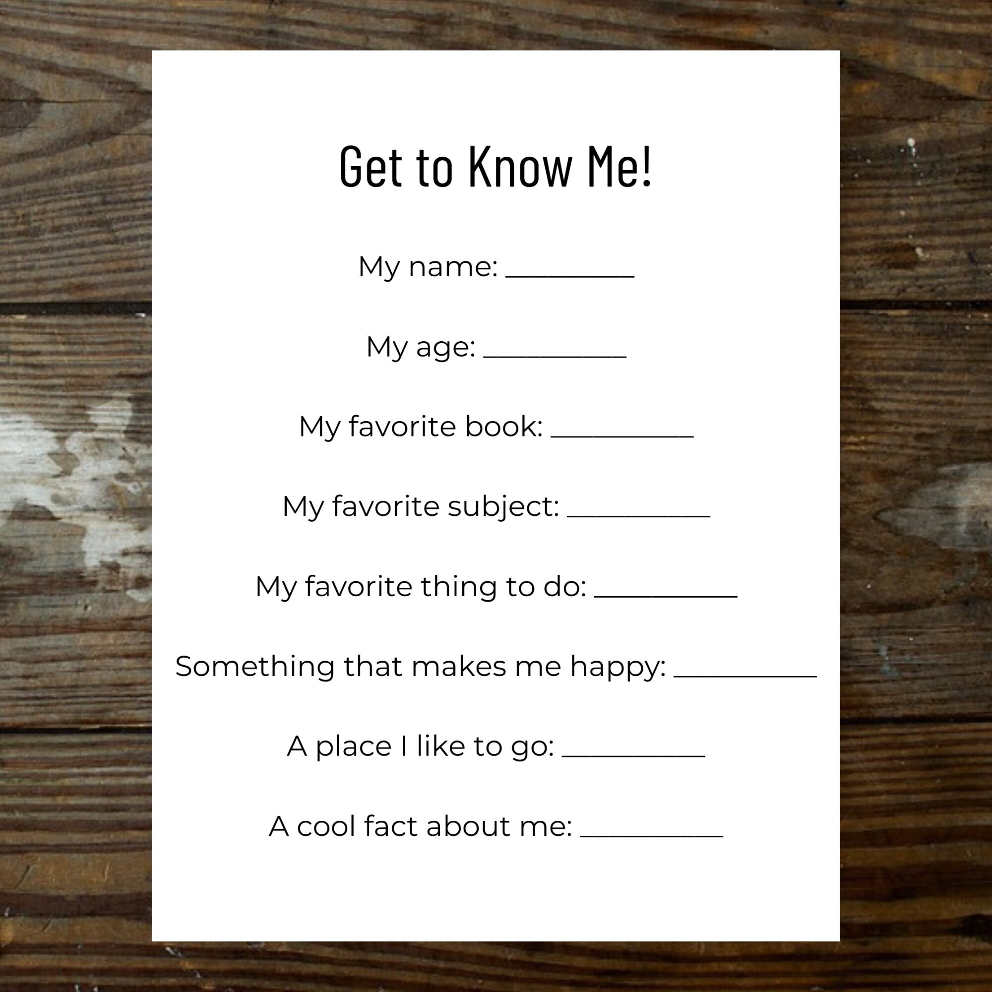 Get to Know Me Level 2 Classroom Resource Introduction Activity ...