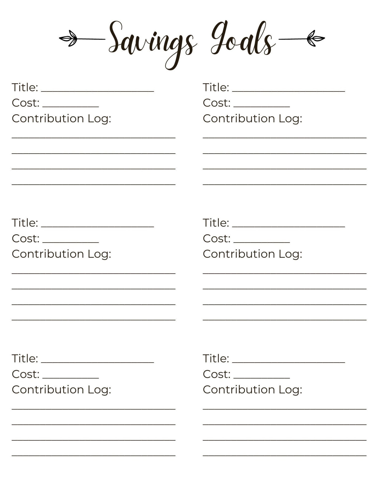 Savings Goals Personal Finance Tracker Multiple Expenses - Etsy