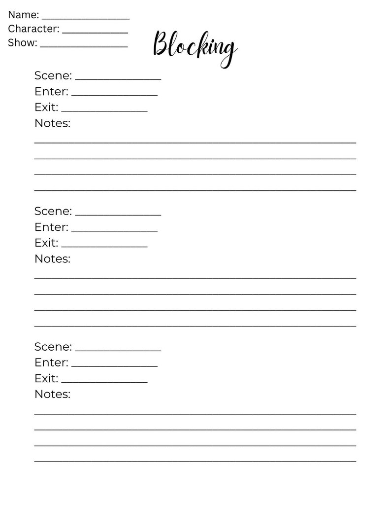 Blocking Notes Printable - Acting Resource High School Community ...