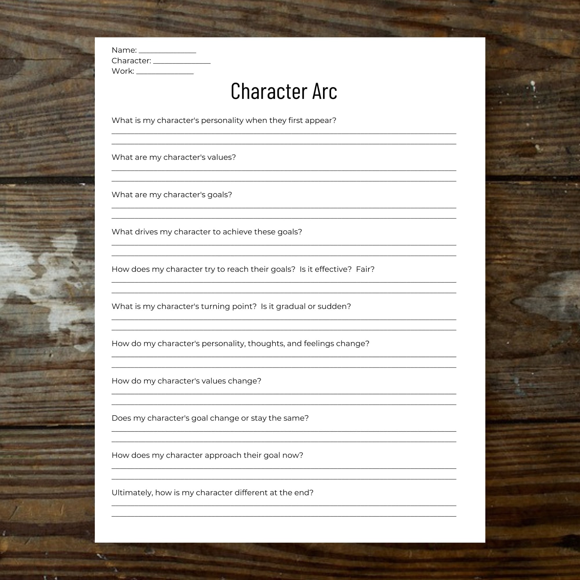 Character Arc - Printable Resource Acting Theater Writing English Class ...