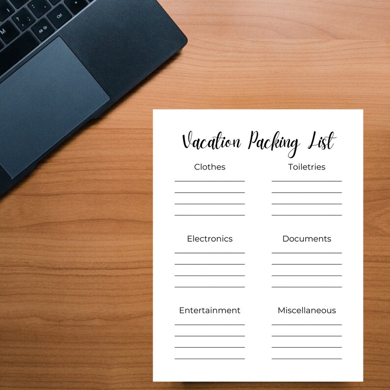 Vacation Packing List Weekend Getaway Holiday Trip Travel Printable ...