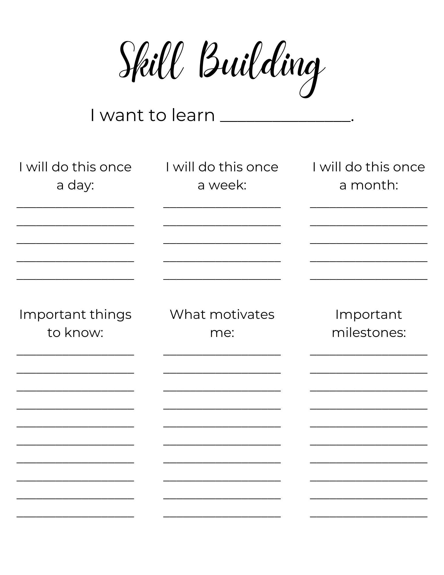 Skill Building Printable Motivational Journaling Page for Hobby School ...