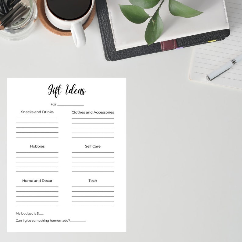 Gift Ideas - Holiday Birthday Brainstorming Printable - Etsy