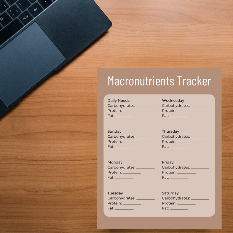 Macronutrients Tracker Weekly Printable Planner Nutrition Gym Athlete ...