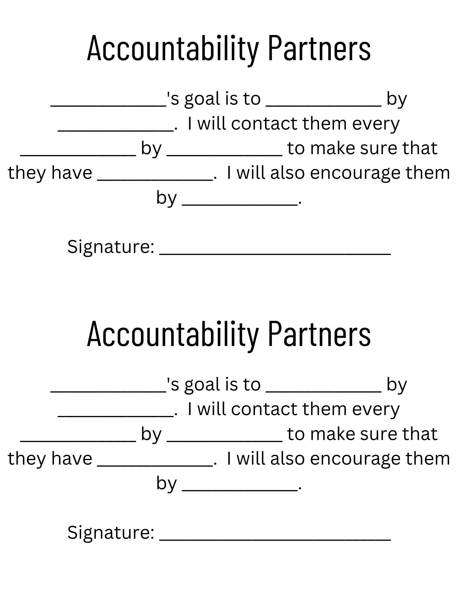 Accountability Partners Goal Reaching Printable Resource - Etsy