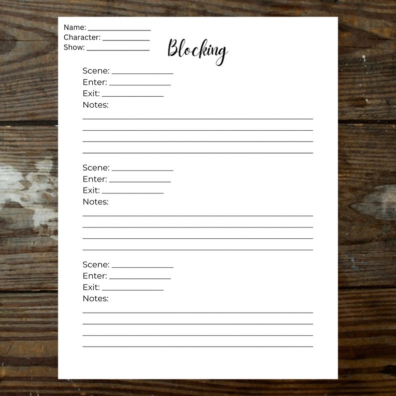 Blocking Notes Printable - Acting Resource High School Community ...