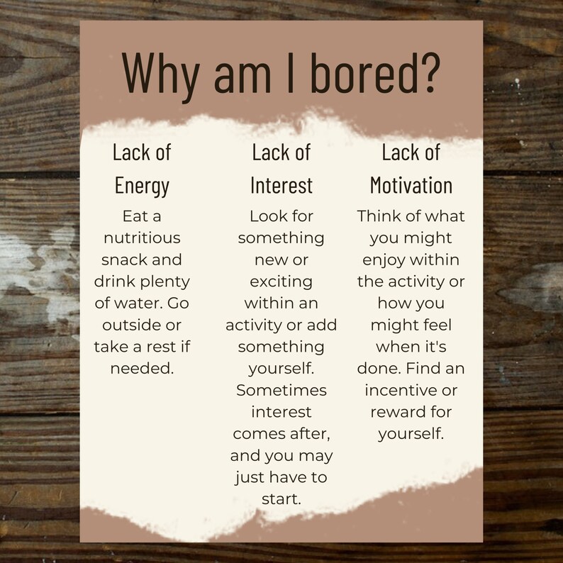 Why Am I Bored Printable Kids Teens College Summer Vacation Winter ...