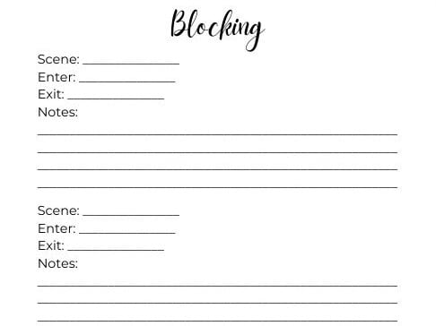 Blocking Notes Printable - Acting Resource High School Community ...