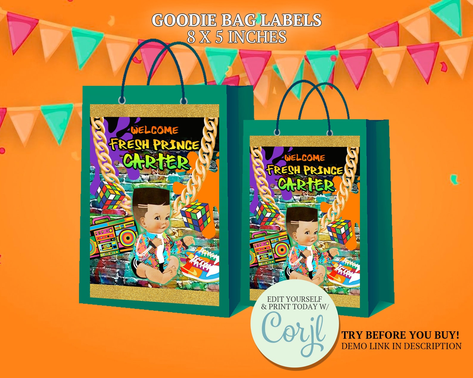 Fresh Prince Goodie Bag Label: Baby Shower Favor (editable CORJL) - Etsy