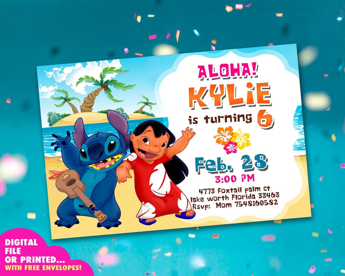 Lilo and Stitch Birthday Invitation: Hawaiian Alien Theme (digital or ...