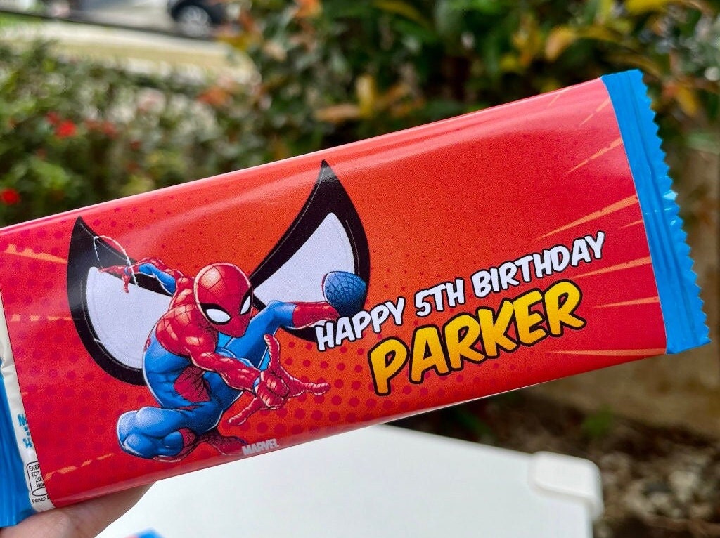 Spiderman Chocolate Bar Wrapper: Printable Party Favor (CORJL) - Etsy