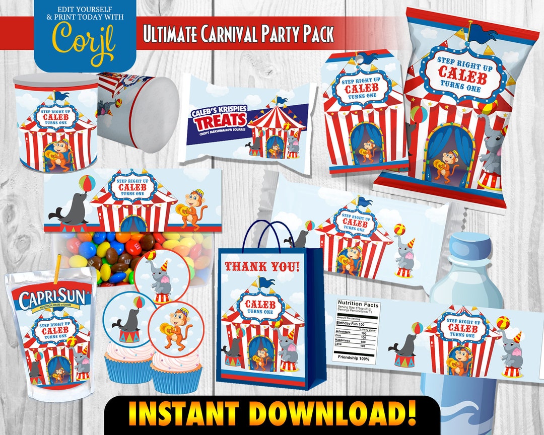 Carnival Birthday Party Printables, Carnival Circus Party Decorations ...