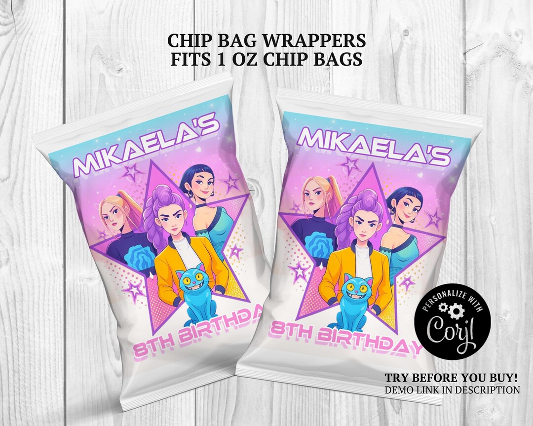 Kpop Demon Hunter Chip Bag Labels: Huntrix Party Printables (digital ...