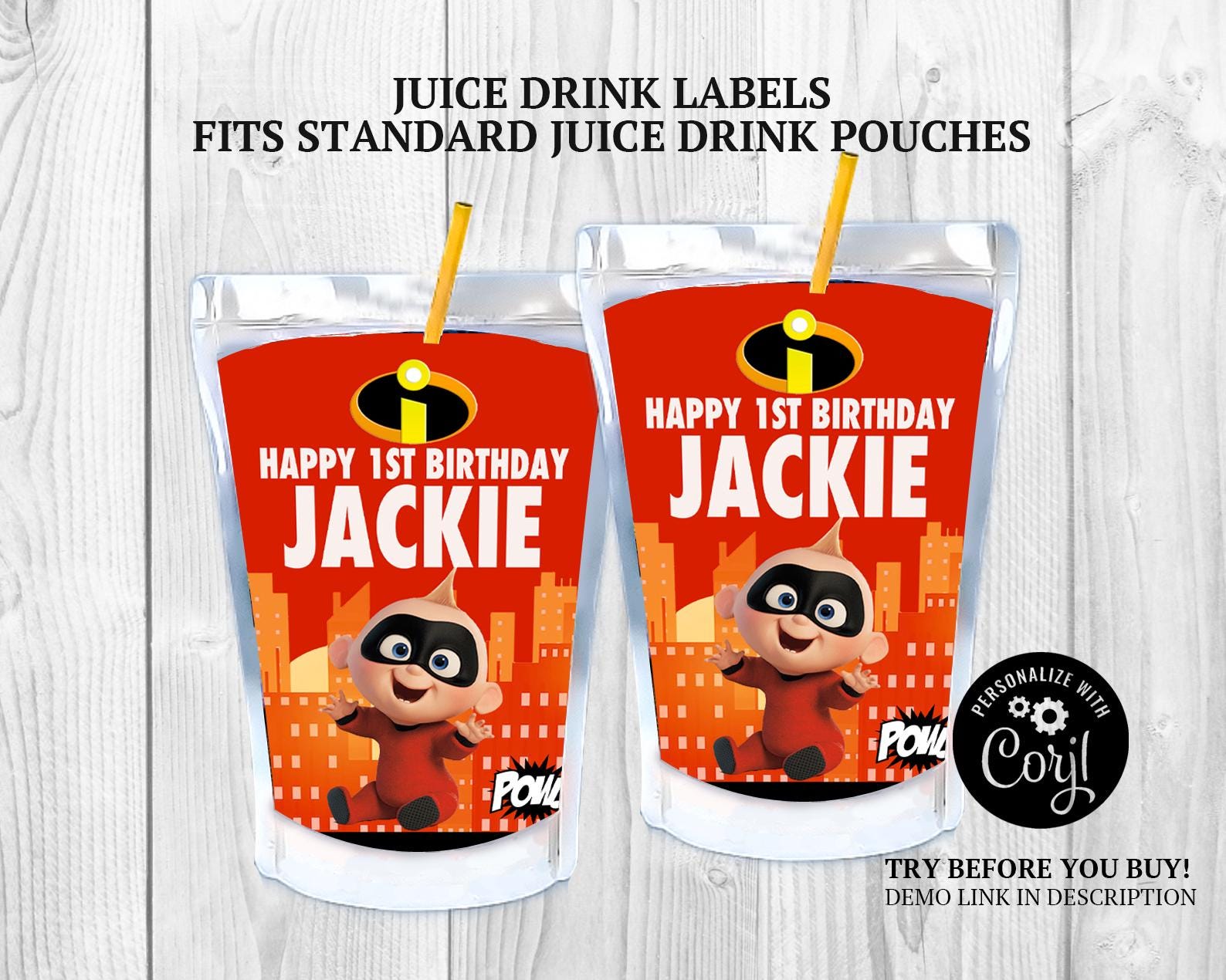 Incredibles Birthday Party Printables: Baby Jack-jack Labels (instant ...